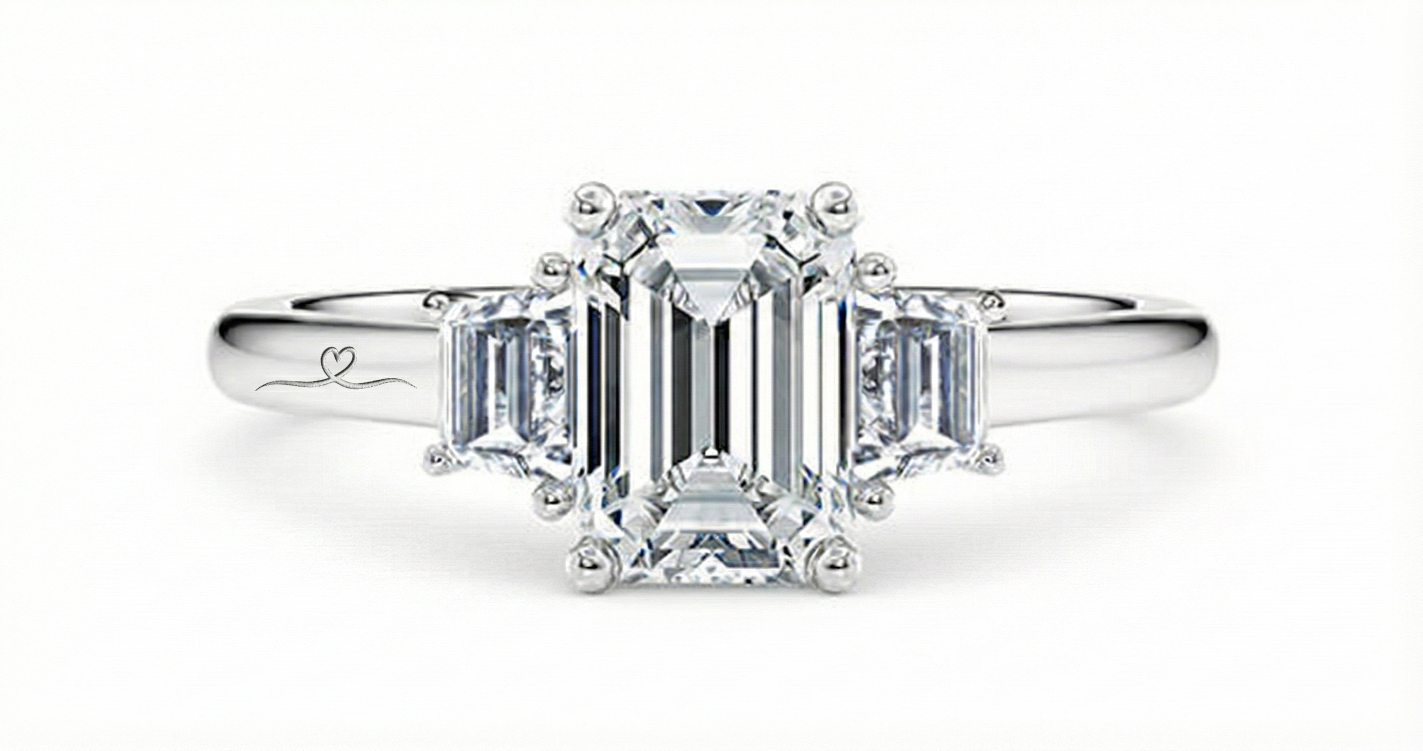 Imperia Trilogy Engagement Ring | Three Stone Gold & Platinum – Hearts ...